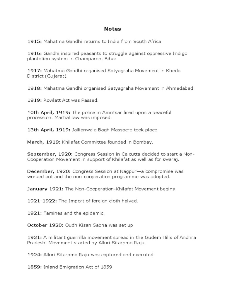 Nationalism in India Notes | PDF | Mahatma Gandhi | British India