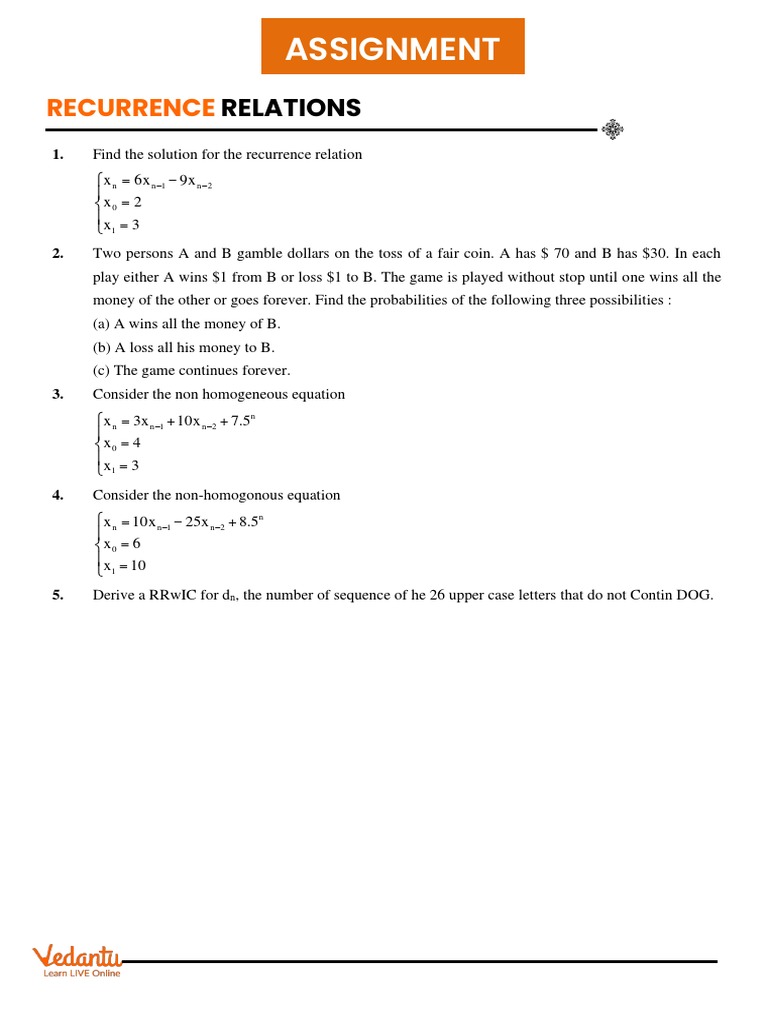 Recurrence Relation 1 Pdf Recurrence Relation Differential Equations