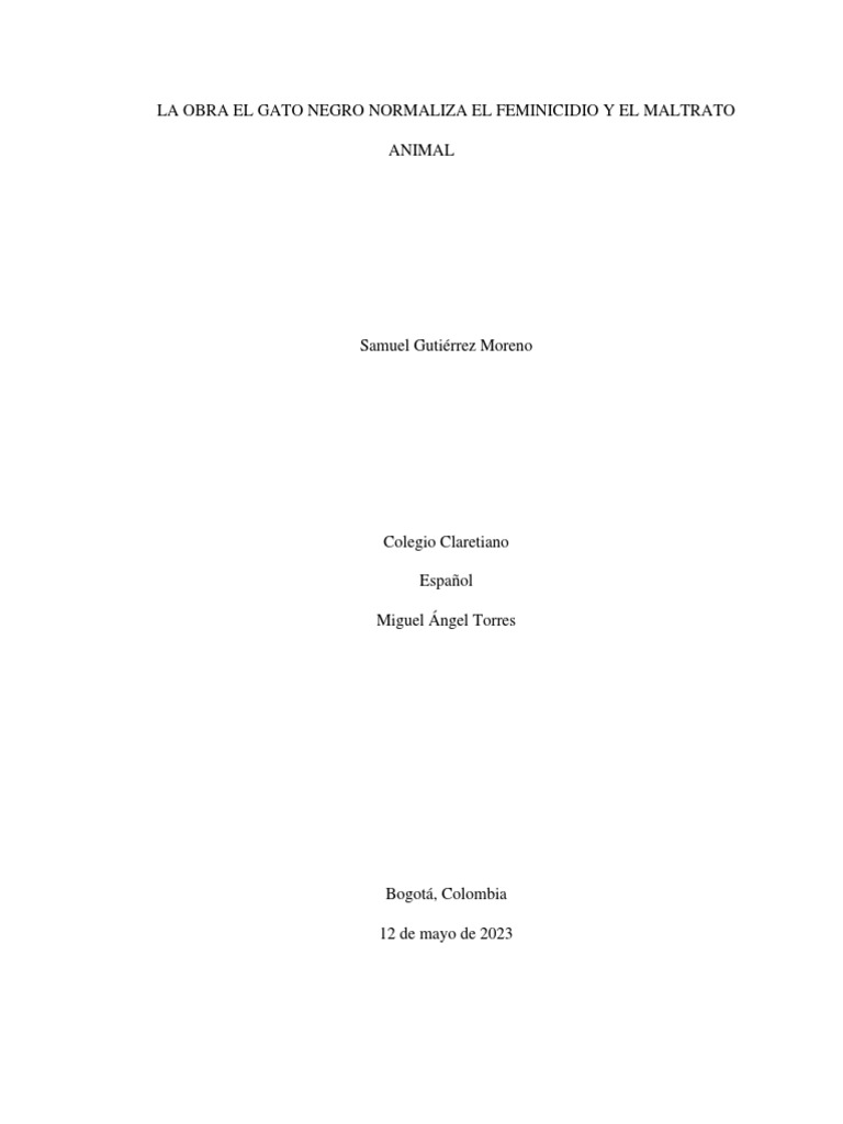 La Obra El Gato Negro Normaliza El Feminicidio y El Maltrato Animal ...