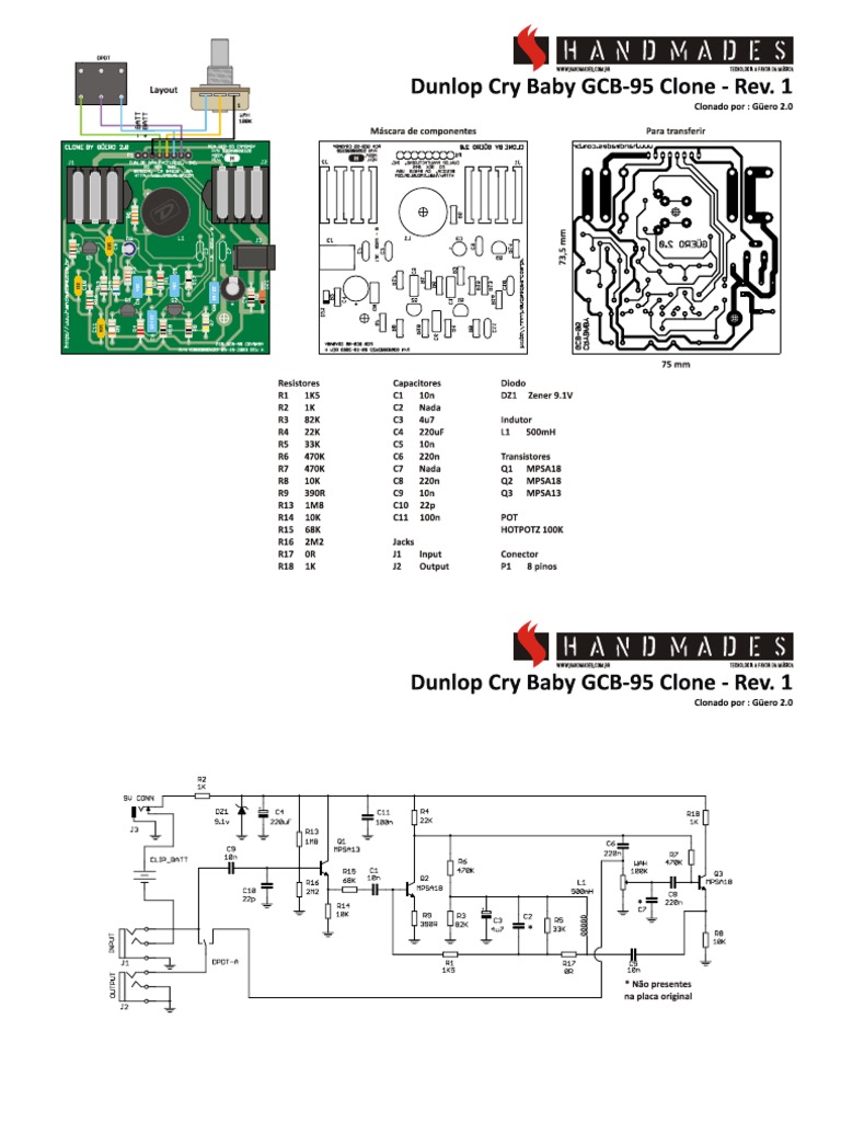 Dunlop Cry Baby GCB-95 Clone Rev 1 | PDF