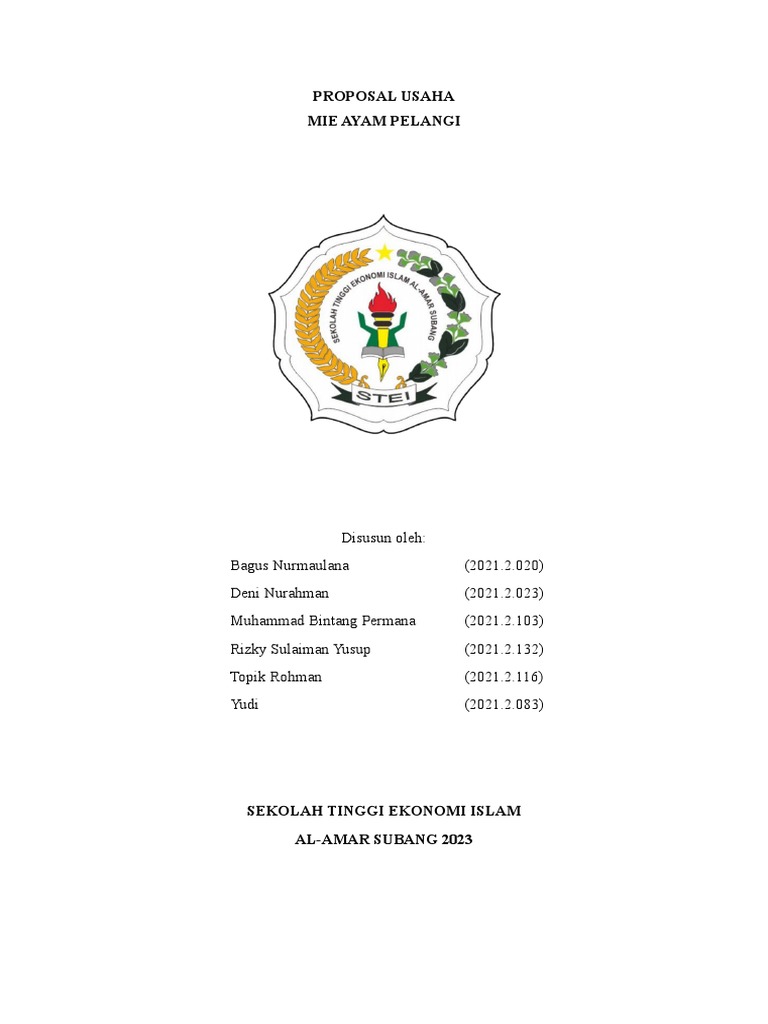 Proposal Usaha Mie Ayam Pelangi | PDF | Griya & Taman