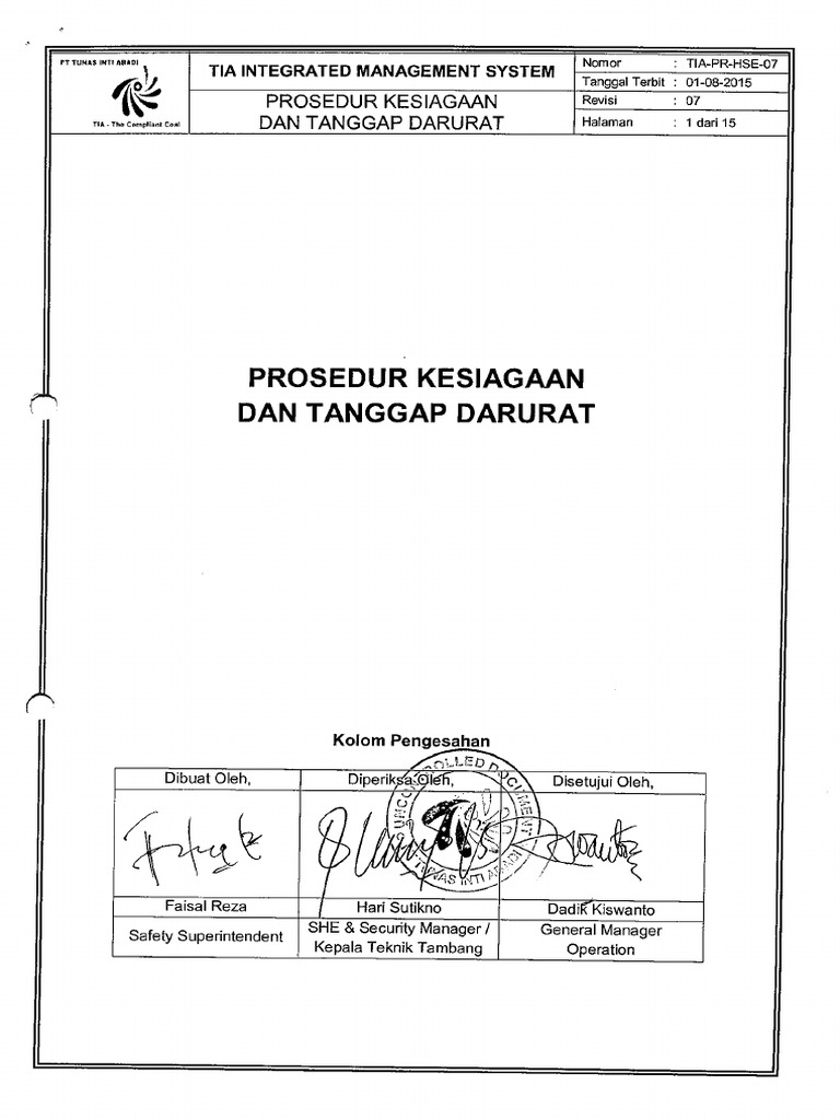 Prosedur Kesiagaan Dan Tanggap Darurat | PDF