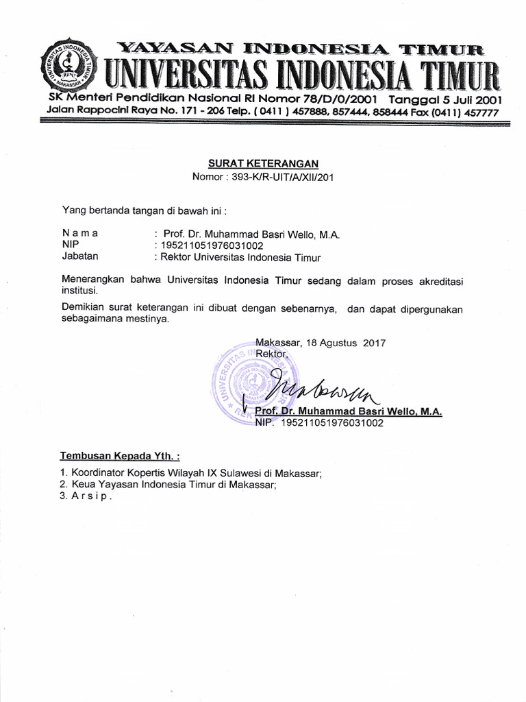 SURAT KETERANGAN Akreditasi Kampus - Copy | PDF