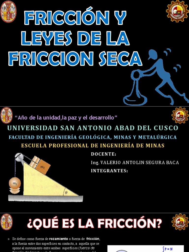 Friccion y Leyes de La Friccion Seca | PDF | Fricción | Viscosidad