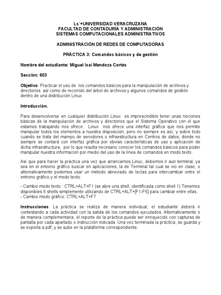 Practica3 Comandos Basicos Shell | PDF | Interfaz de línea de comando | Informática