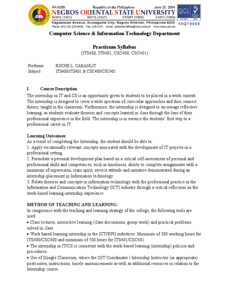 Practicum Outline | Download Free PDF | Learning | Internship