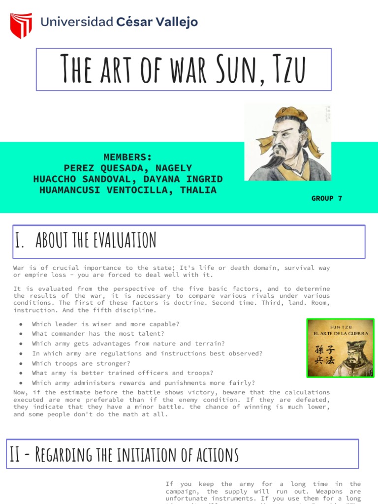 The Art of War Sun, Tzu Group 7 | PDF | Espionage | The Art Of War