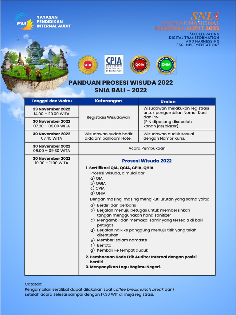 Panduan Wisuda 2022 SNIA Bali | PDF