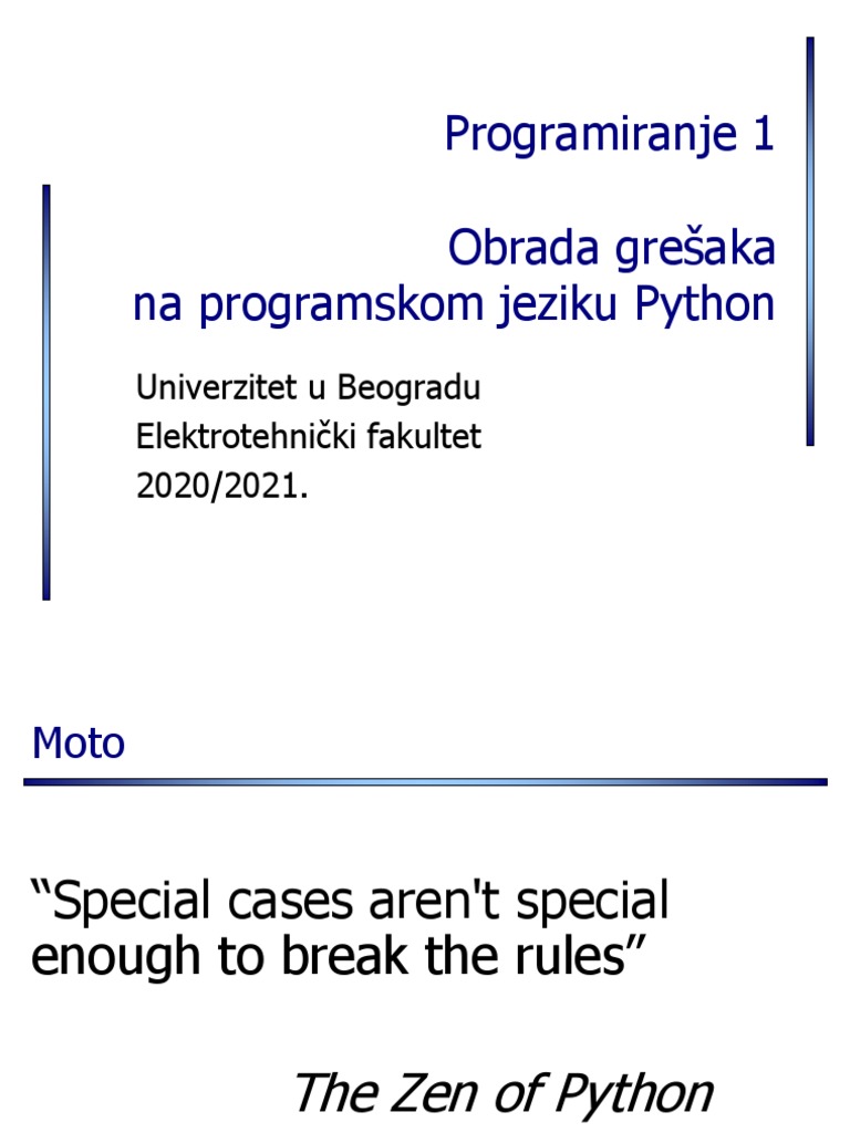 P1 9 Python Izuzeci | PDF