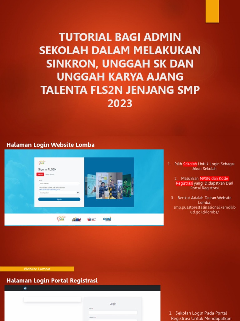 FLS2N SMP 2023 - Tutorial Dashboard Admin Sekolah Ajang Talenta | PDF