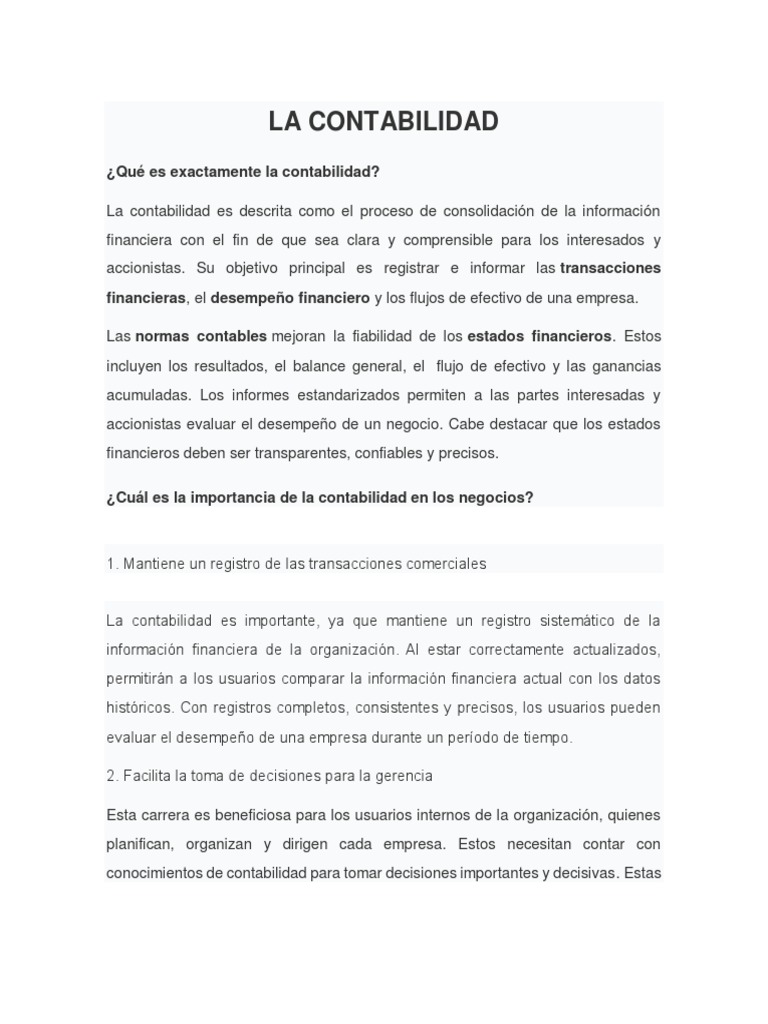 La Contabilidad | PDF | Contabilidad | Business