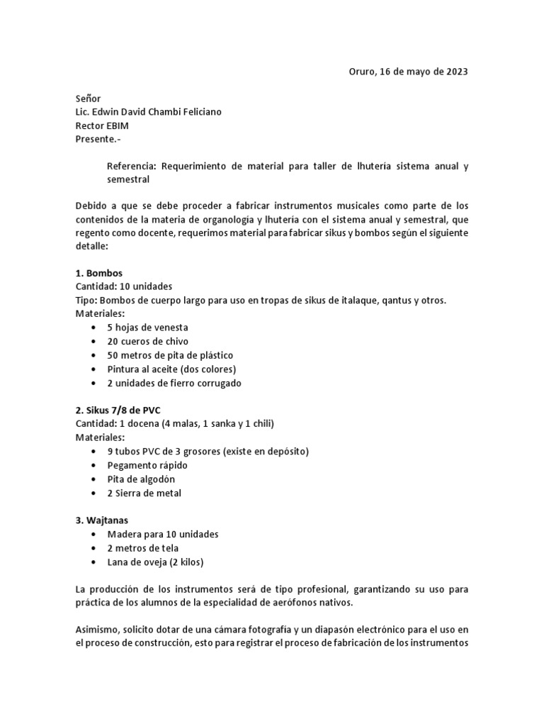 Carta Rector Ebim 1 | PDF