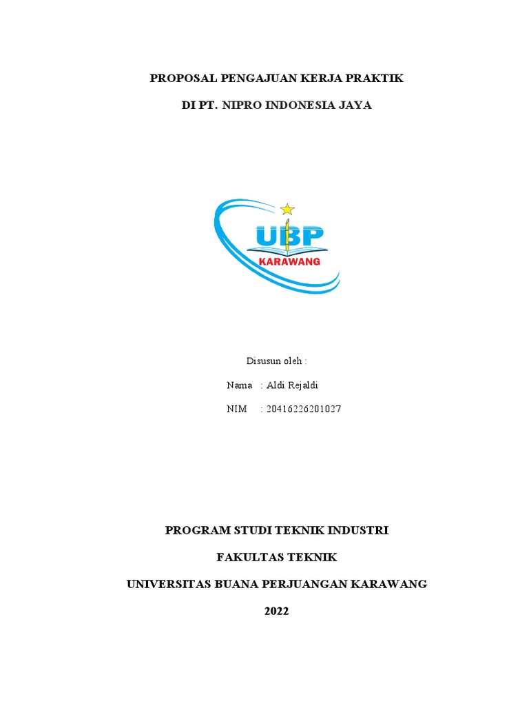 Proposal Kp Aldi Rejaldi To Pt Nipro Indonesia Jaya Pdf