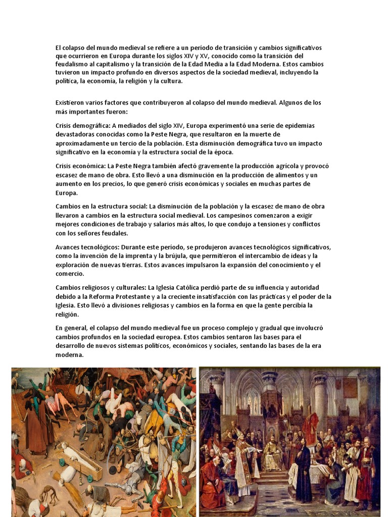 El Colapso Del Mundo Medieval Se Refiere A Un Período de Transición y ...