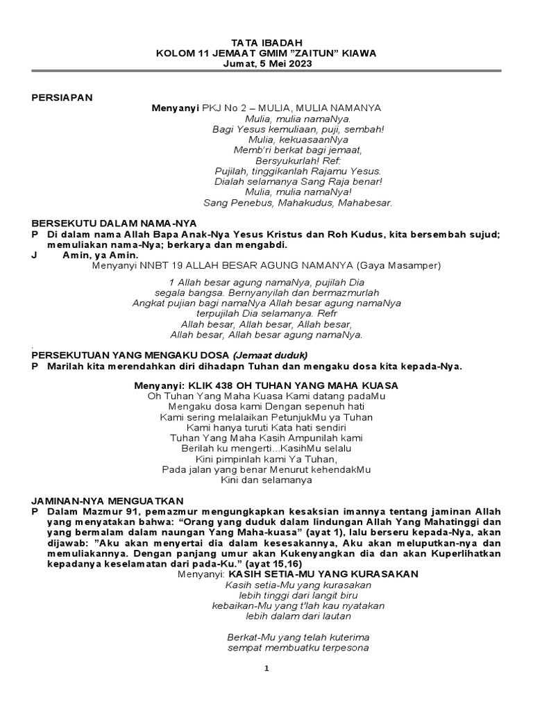 Tata Ibadah Kolom Bentuk V | PDF