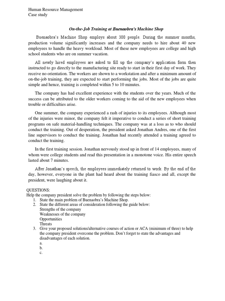 Training Solutions for Buenaobra's Shop | PDF | Employment | Economies