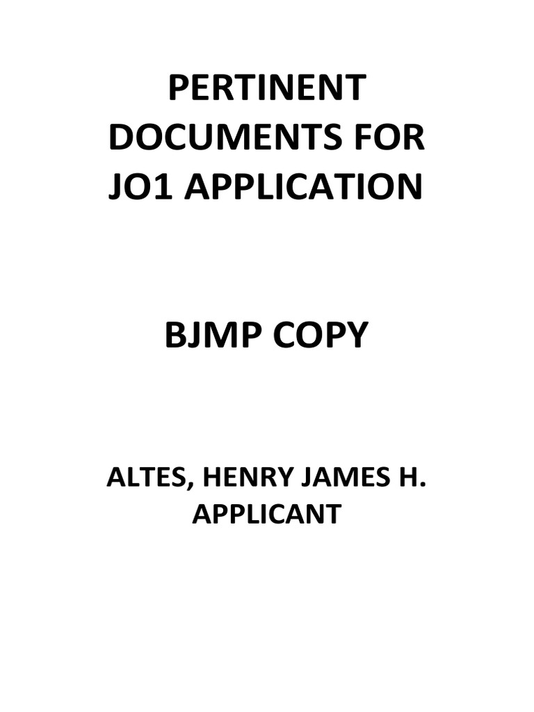 Pertinent Documents For Jo1 Application | PDF | Government