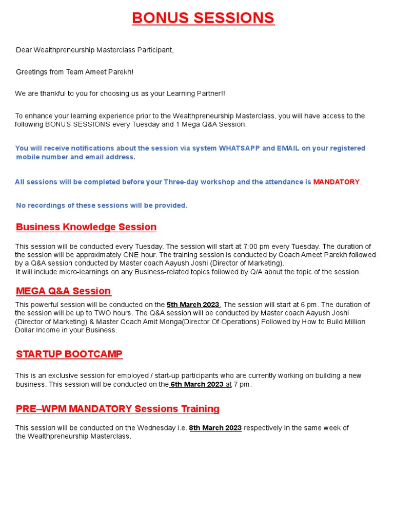 BONUS SESSIONS | PDF