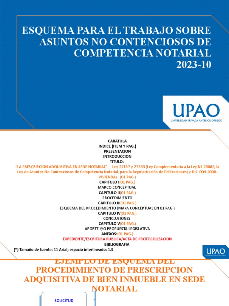 Esquema para El Trabajo Derecho Notarial y Registral Sobre Asuntos No ... Esquema para El Trabajo Derecho Notarial y Registral Sobre Asuntos No ...
