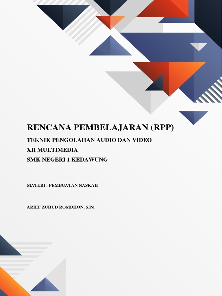 Rencana Pembelajaran (RPP) : Teknik Pengolahan Audio Dan Video Xii ...