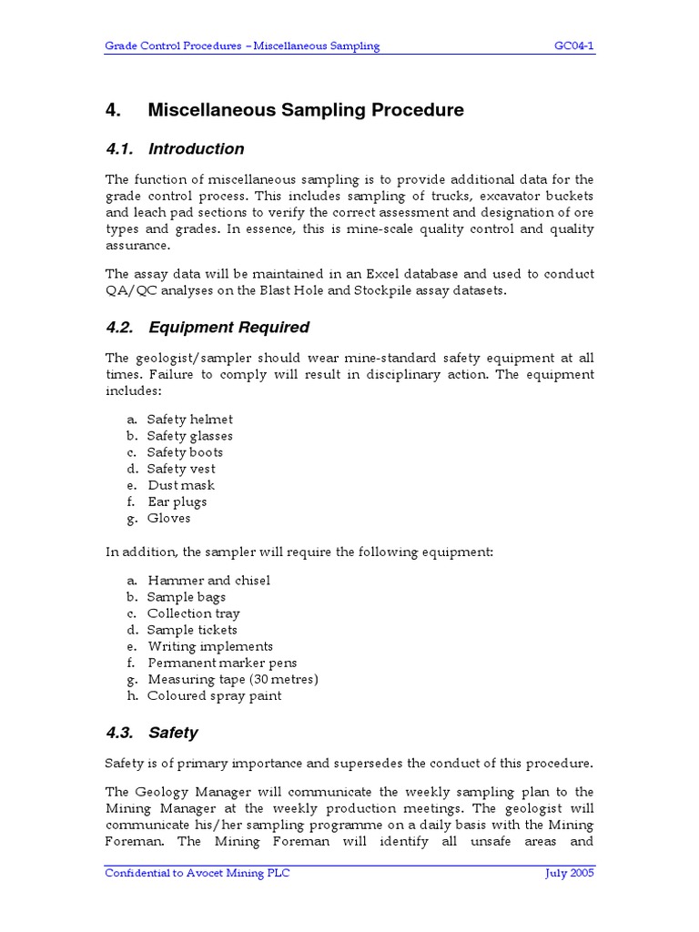 Miscellaneous Sampling Procedure | PDF | Mining