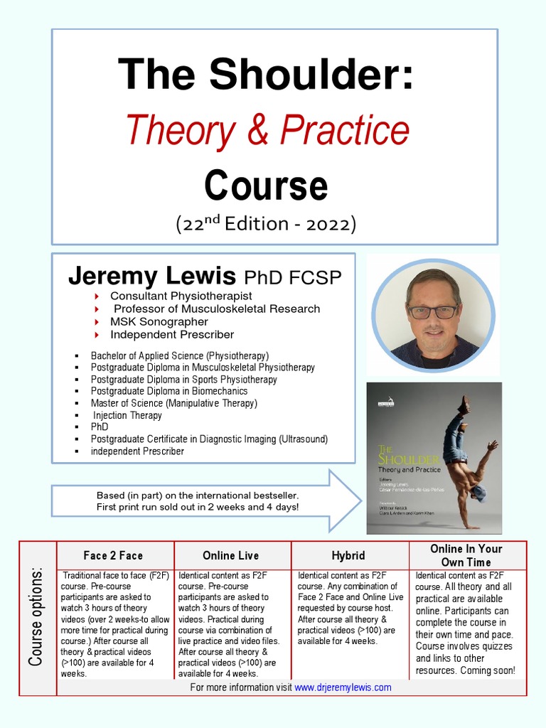 Jeremy Lewis Shoulder T and P 22nd Ed | PDF | Shoulder | Physical Therapy