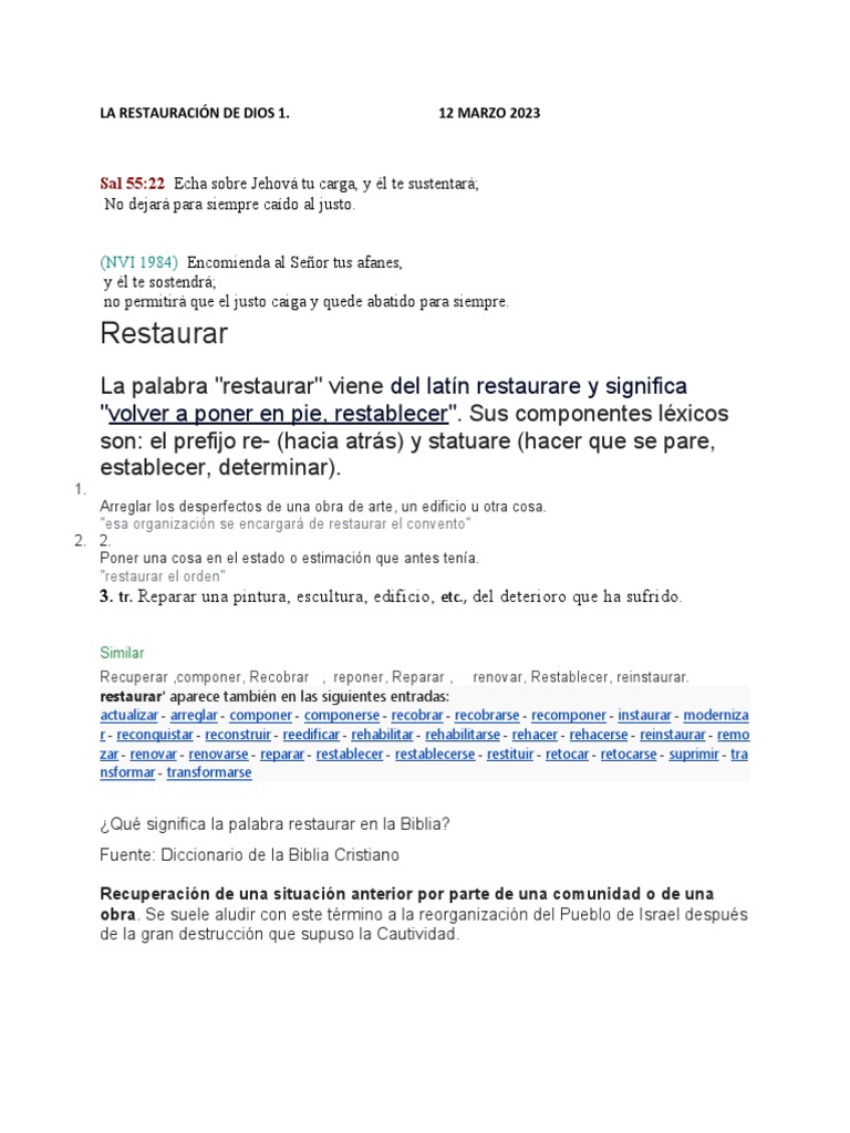 La Restauración de Dios 1 | PDF