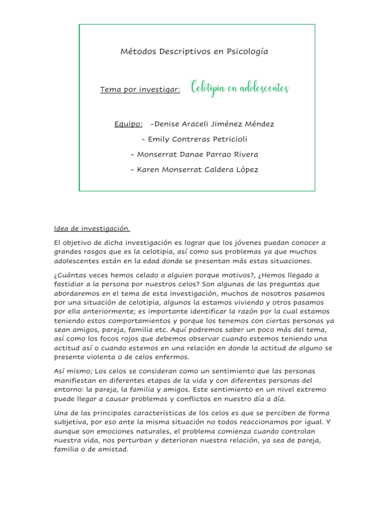 Celotipia Adolescente: Análisis y Soluciones | PDF | Las emociones ...