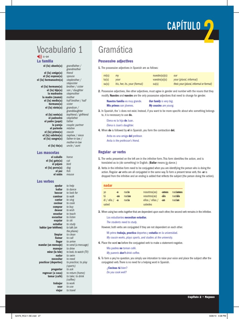 Gramática - Adjetivos Posesivos | PDF | Linguistic Typology | Syntax