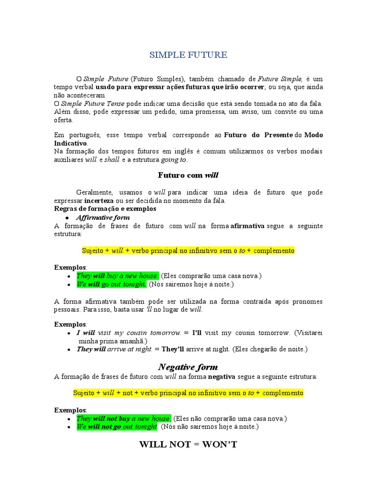 Uma explicação detalhada dos tempos verbais futuros em inglês: Futuro ...