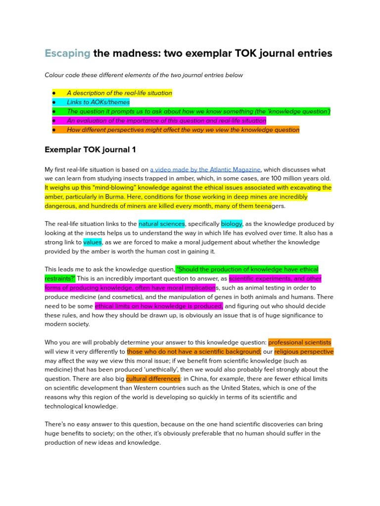 1.5 TOK Journal TASK | PDF | Knowledge | Science