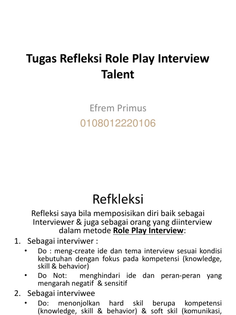 Efektivitas Role Play Interview | PDF | Karier & Perkembangan | Pengembangan Diri