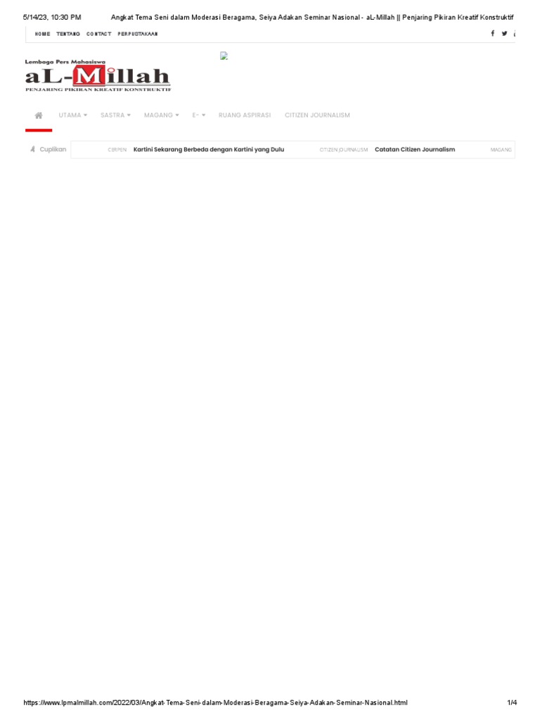 Angkat Tema Seni Dalam Moderasi Beragama, Seiya Adakan Seminar Nasional ...