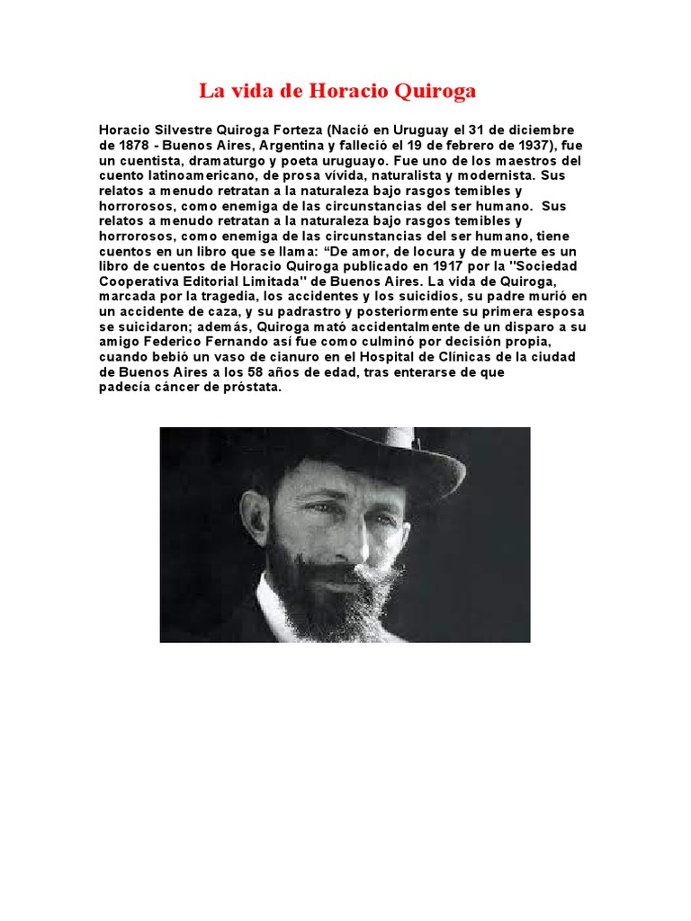 Vida y Obra de Horacio Quiroga | PDF