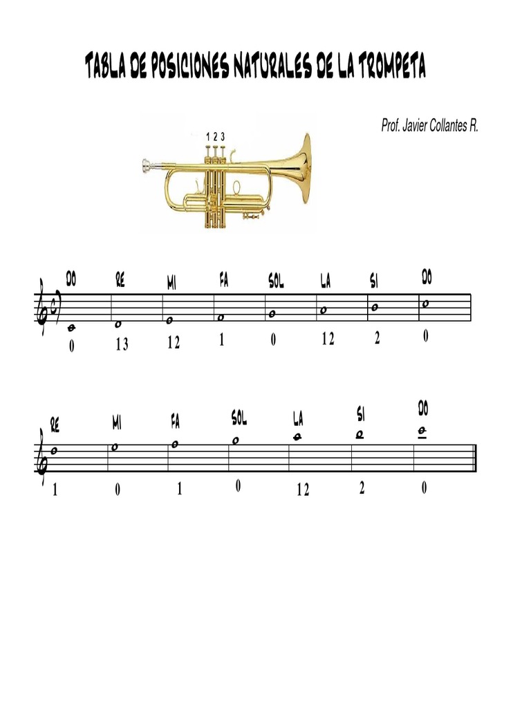 POSICIONES DE LA TROMPETA - Trumpet in BB | PDF