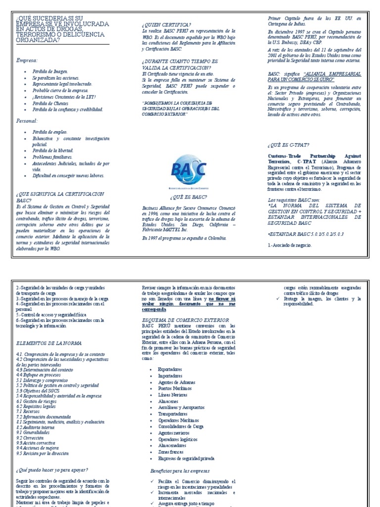 Triptico Basc V05 | PDF | aduana | Corrupción política