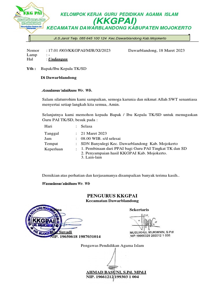 Undangan KKG Maret 2023 | PDF