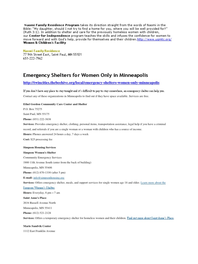 Homeless Resources | PDF | Minnesota | Saint Paul