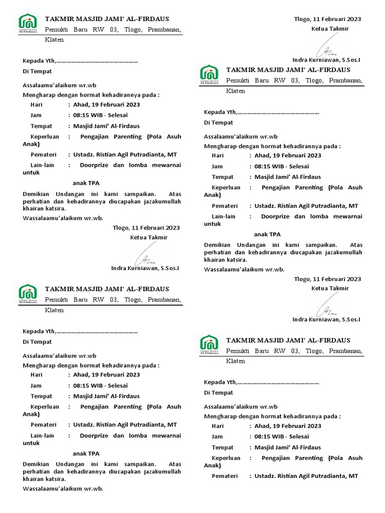 Undangan Parenting | PDF