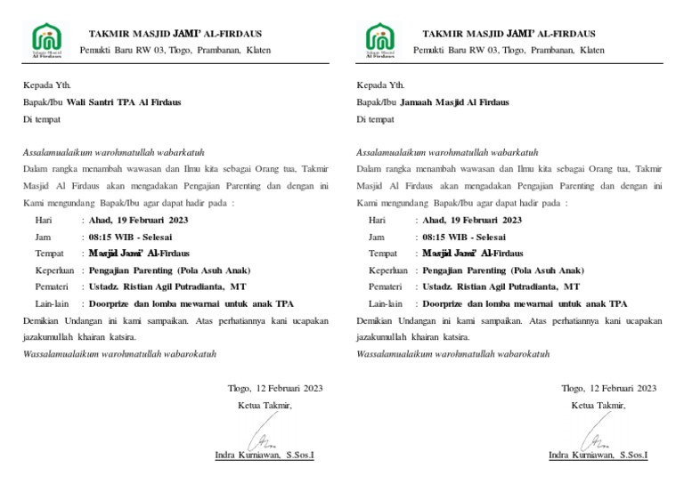 Undangan Parenting 2 | PDF