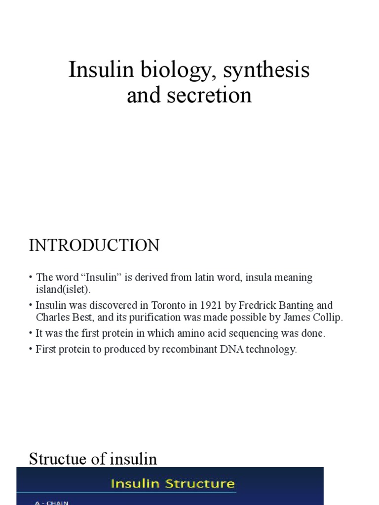 Insulin Biology J Synthesis and Secretion | PDF | Insulin | Secretion