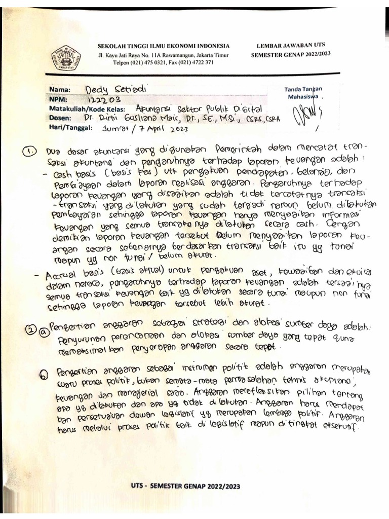 Jawaban Uts ASP 7 April 2023 | PDF