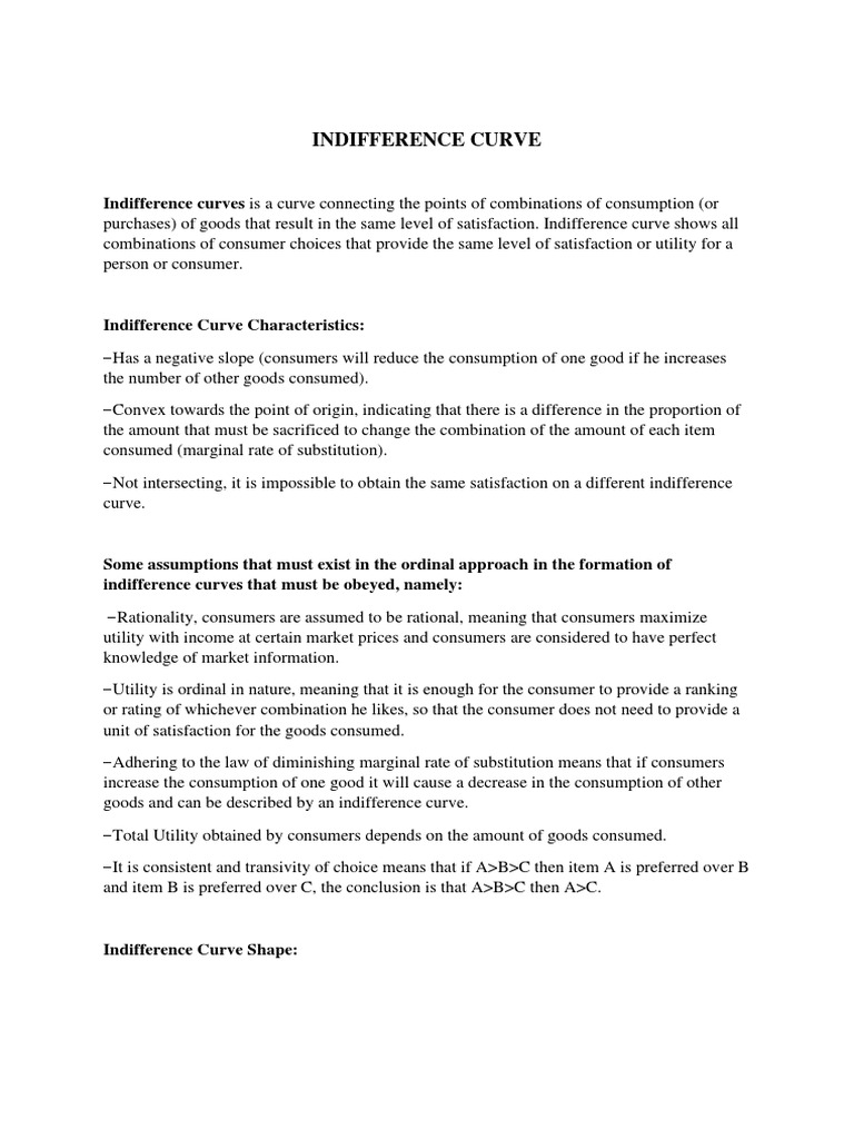 Indifference Curve | PDF | Utility | Goods