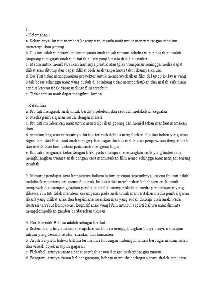 Kelebihan dan Kelemahan Metode Pembelajaran Ibu Tuti | PDF
