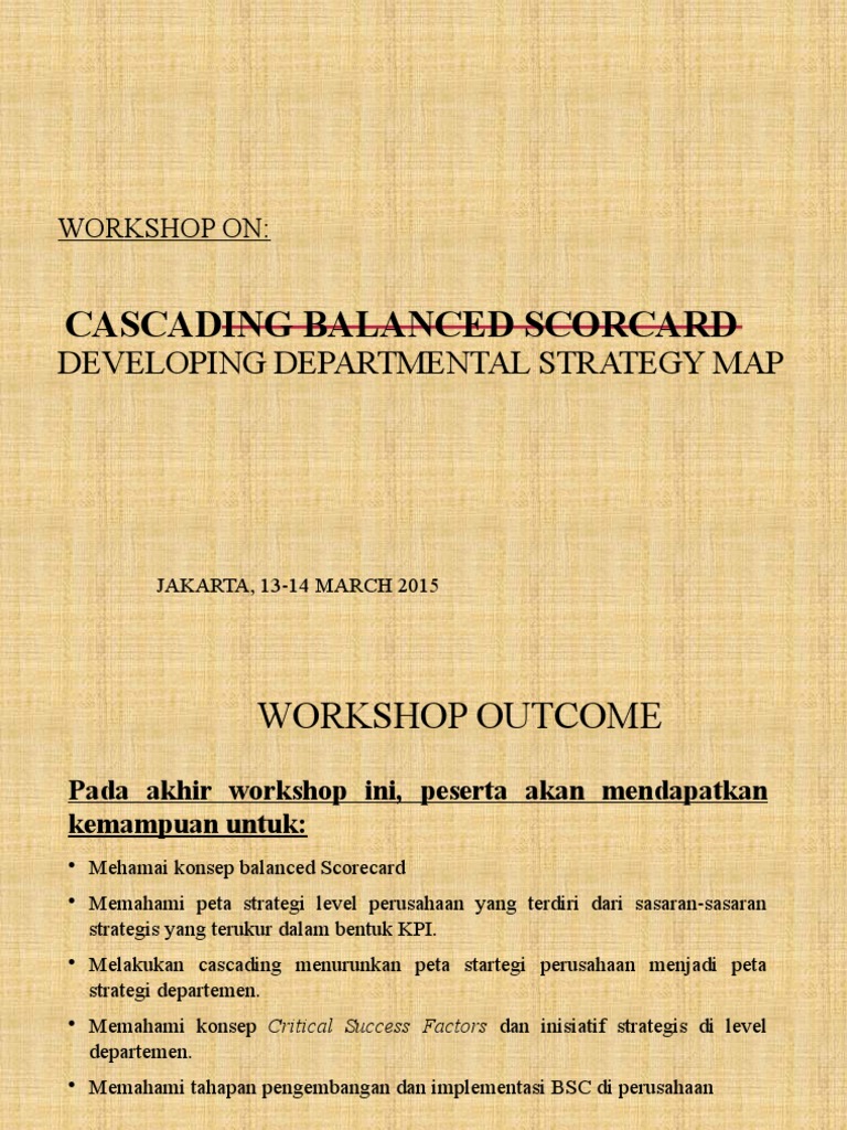Materi Workshop Cascading Balanced Scorecard | PDF | Economies | Leadership