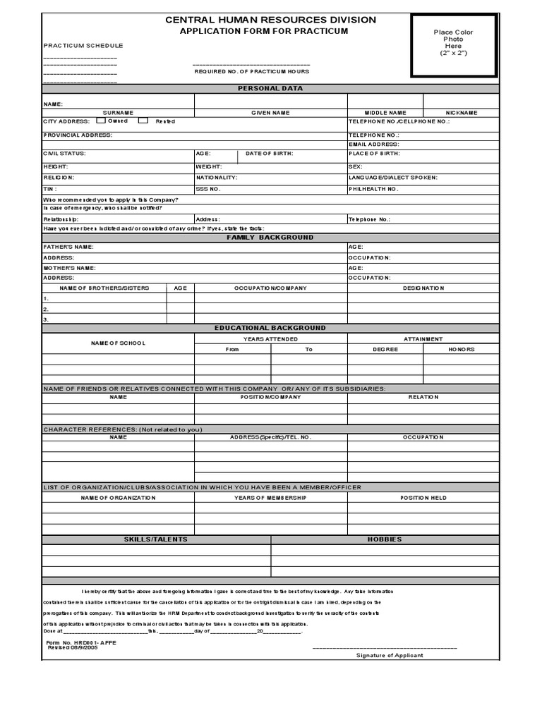 OJT Application Form for Practicum | PDF | Justice | Crime & Violence