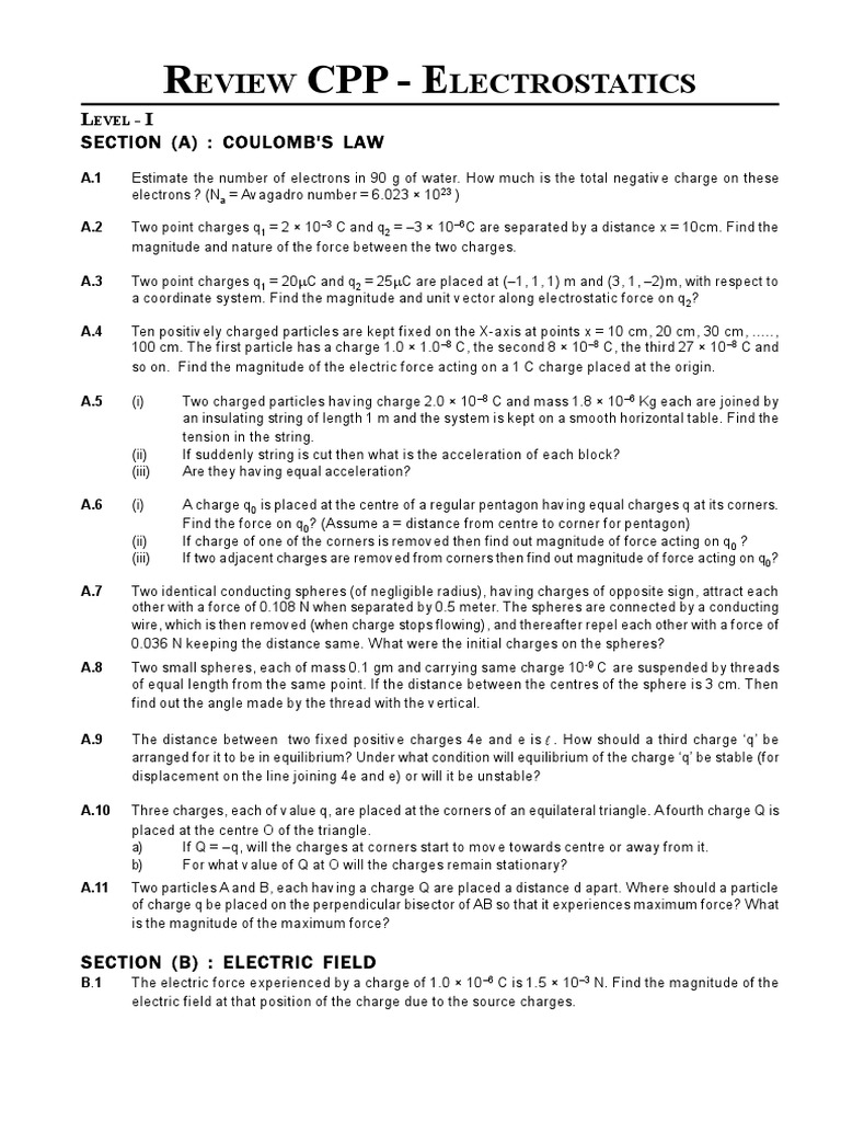 01 Electrostatics | PDF | Sphere | Electric Field