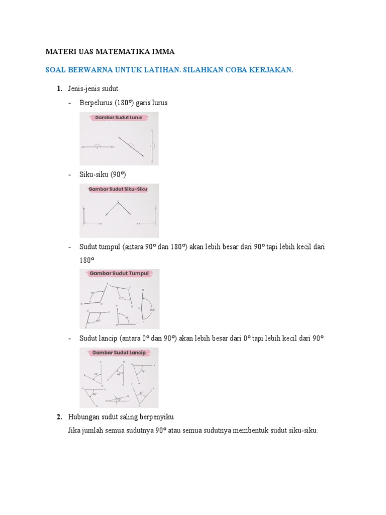 Materi Uas Matematika Imma | PDF