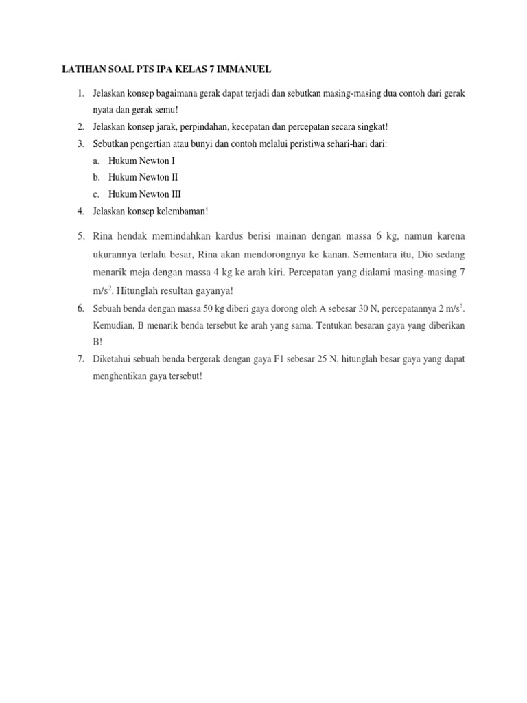 Latihan Soal PTS Ipa Kelas 7 | PDF