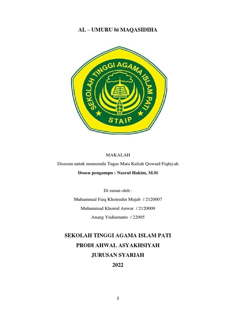 Al - Umuru Bi Maqasidiha | PDF